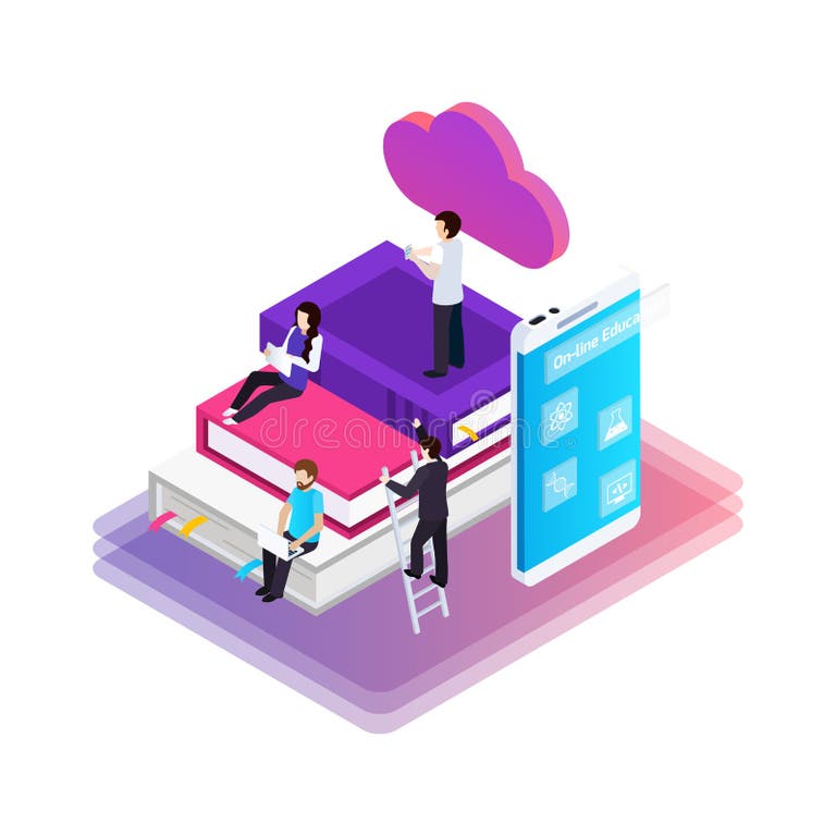 Elearning Isometric Concept Stock Vector - Illustration of learning ...