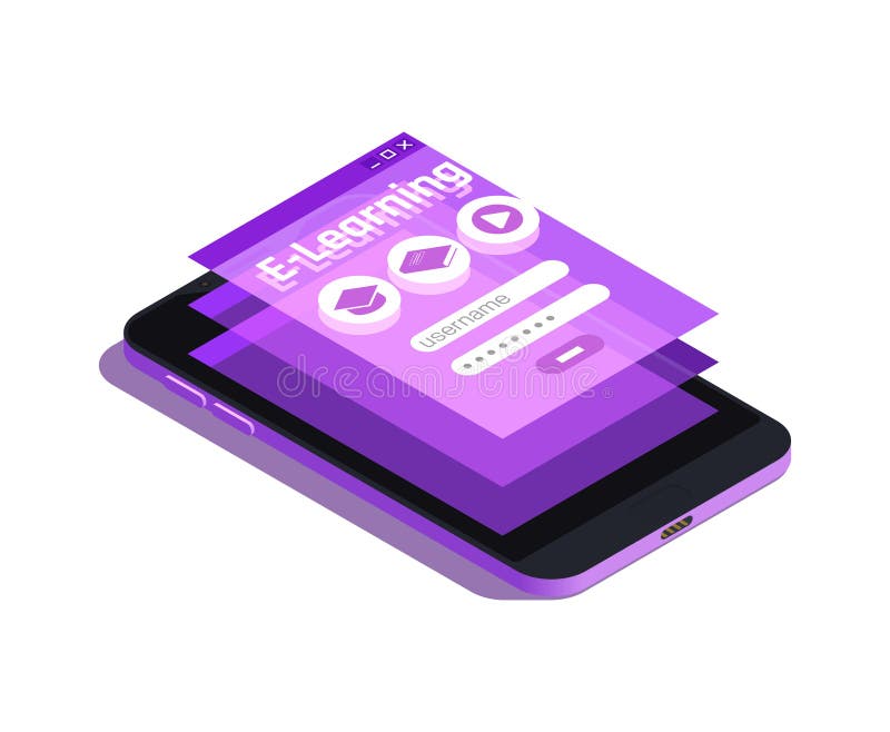 Elearning Isometric Icon stock illustration. Illustration of ...