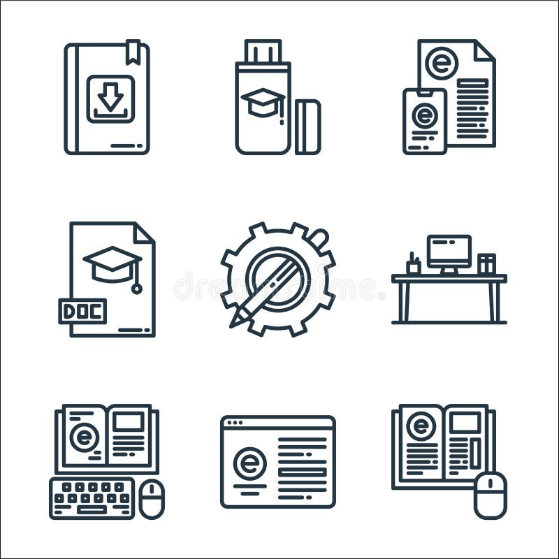 Pack of ELearning Flat Icons Stock Vector - Illustration of academic ...
