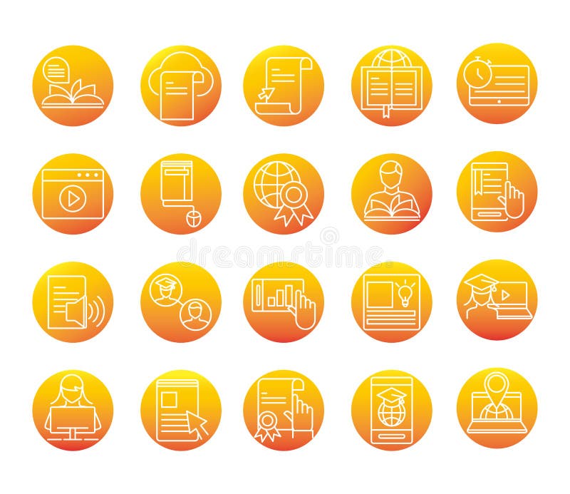 Elearning Online Education and Development Class Set Gradient Style ...