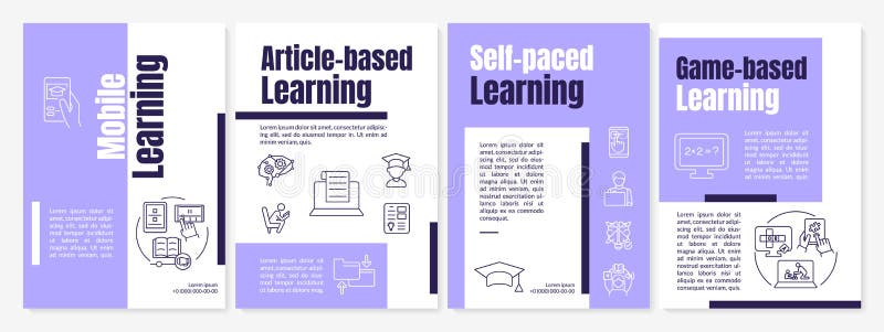 Elearning Platforms Types Purple Brochure Template Stock Vector ...
