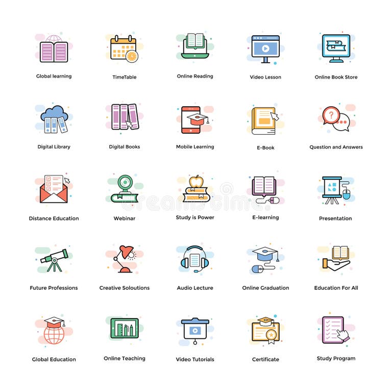 Elearning Vector Icons Pack Stock Illustrations – 591 Elearning Vector ...