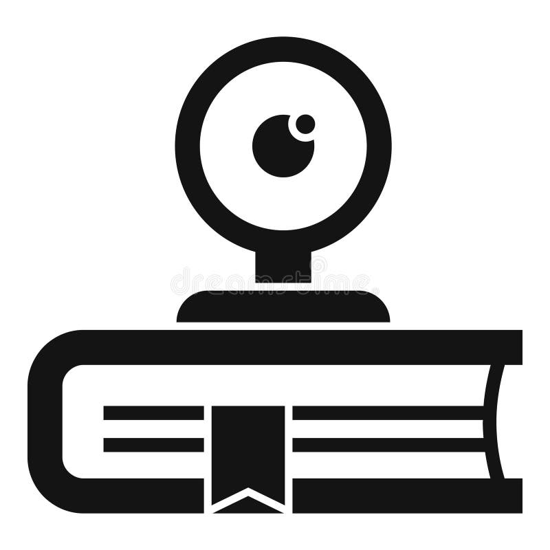Black and White Icon of a Webcam Mounted on an Open Book, Symbolizing ...