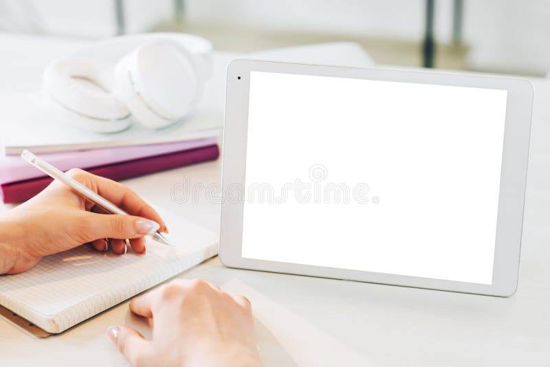 Webinar on tablet screen. stock image. Image of network - 103769679