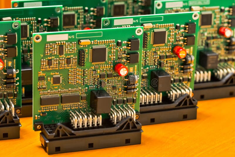 Elecronic Boards. Layout of Produced Printed Circuit Boards with ...