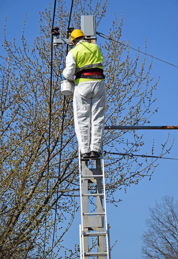 Working on pylon editorial image. Image of industrial - 58844000
