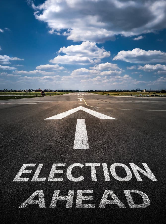 Election Ahead Slogan Writtenon a Runway Stock Image - Image of voting ...