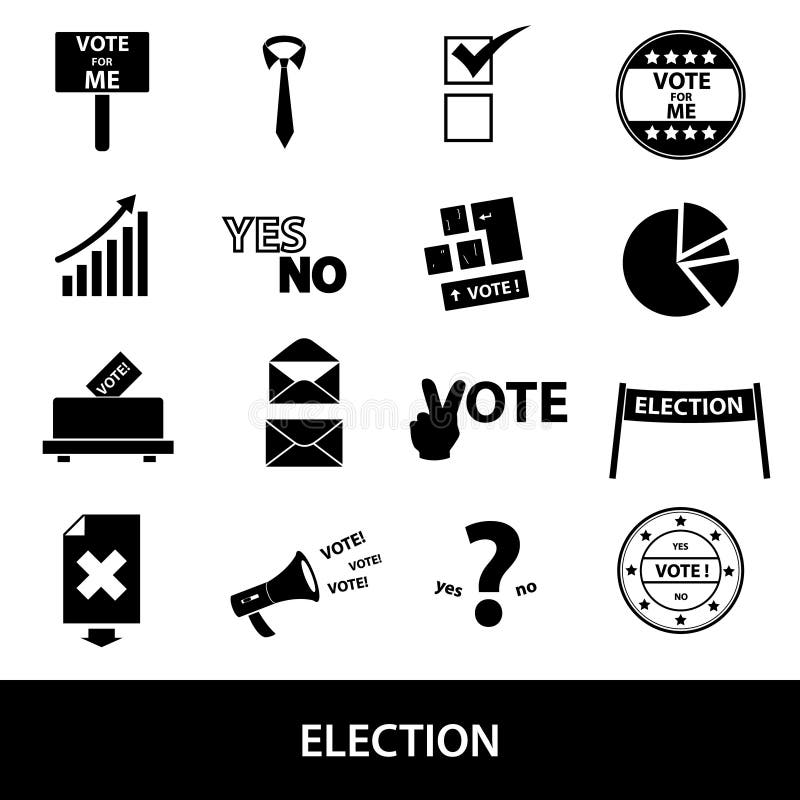 Election Black Simple Outline Icons Set Eps10 Stock Vector ...