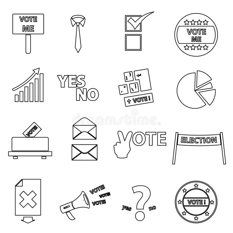 Election Black Simple Outline Icons Set Eps10 Stock Vector ...