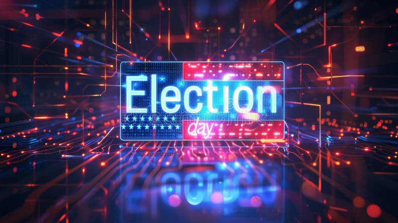 Election Day Concept. Abstract USA Flag, Futuristic Technology with Glowing Circuits Stock ...