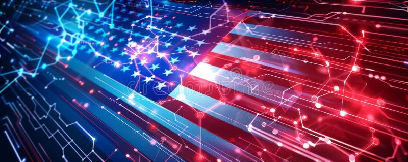 Election Day Concept. Abstract USA Flag, Futuristic Technology with ...