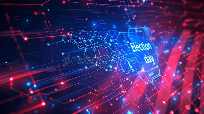 Election Day Concept. Abstract USA Flag, Futuristic Technology with ...