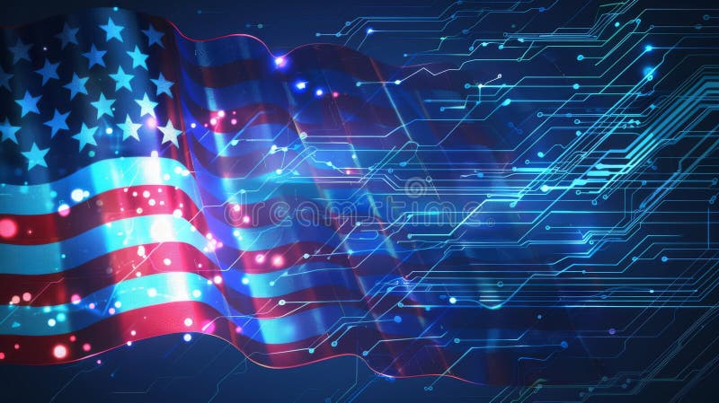 Election Day Concept. Abstract USA Flag, Futuristic Technology with ...