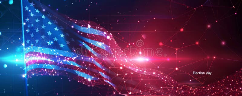 Election Day Concept. Abstract USA Flag, Futuristic Technology with Glowing Circuits Stock ...
