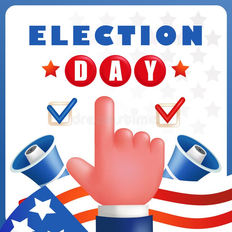 Election Day, 3d Vector Illustration Index Finger is Voting Stock ...