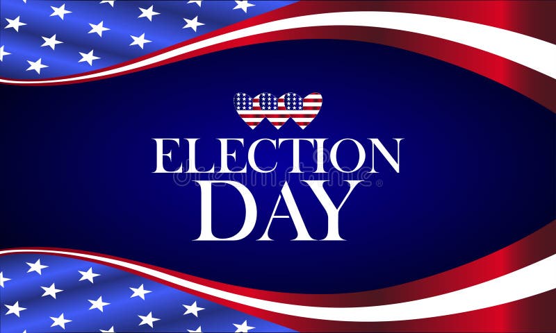 Election Day Text with Usa Flag and Blue Background Design Stock ...
