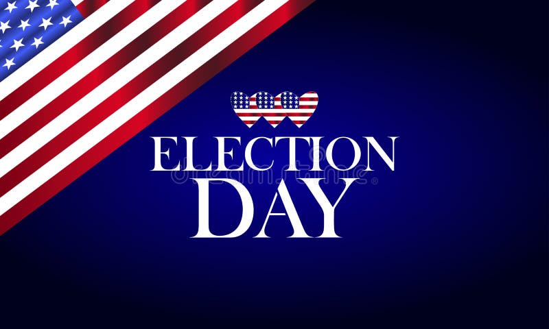 Election Day Text with Usa Flag and Blue Background Design Stock ...