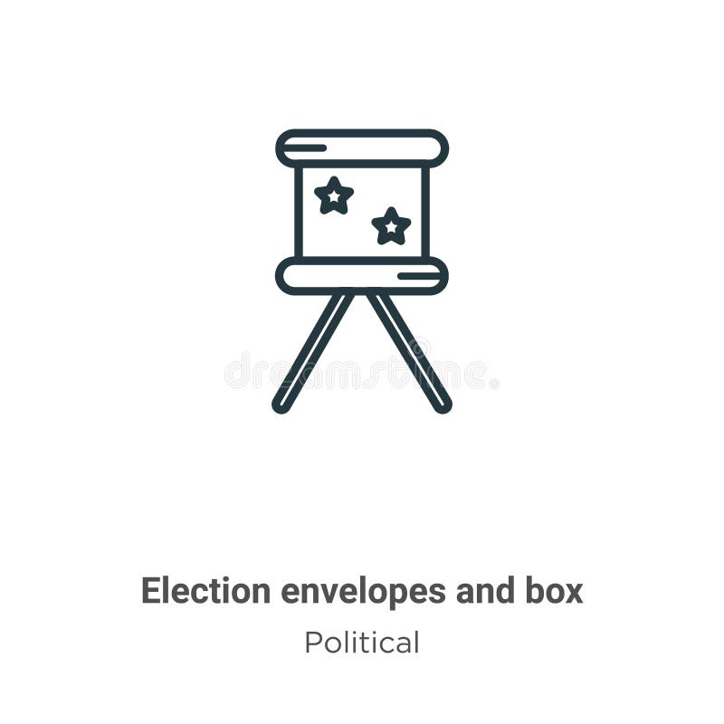 Election Envelopes and Box Outline Vector Icon. Thin Line Black ...