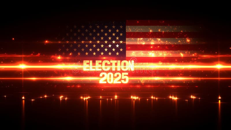 Election 2025 Graphic with American Flag and Vibrant Glowing Effects ...