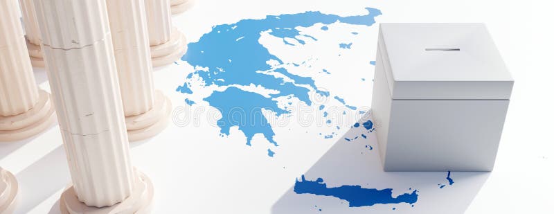 Election in Greece. Voting Box and Ancient Greek Marble Pillars on ...