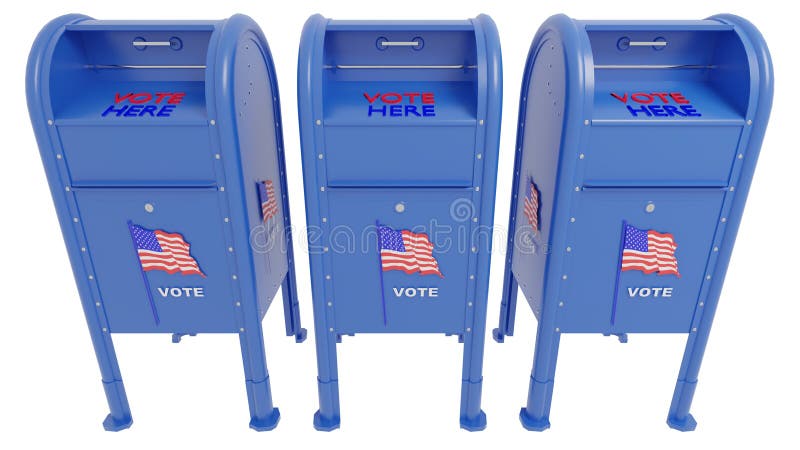 Election Mailboxes in Line White Background Stock Illustration ...