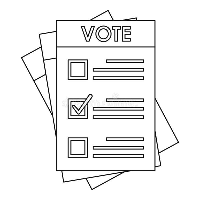 Election Paper Icon, Outline Style Stock Illustration - Illustration of ...