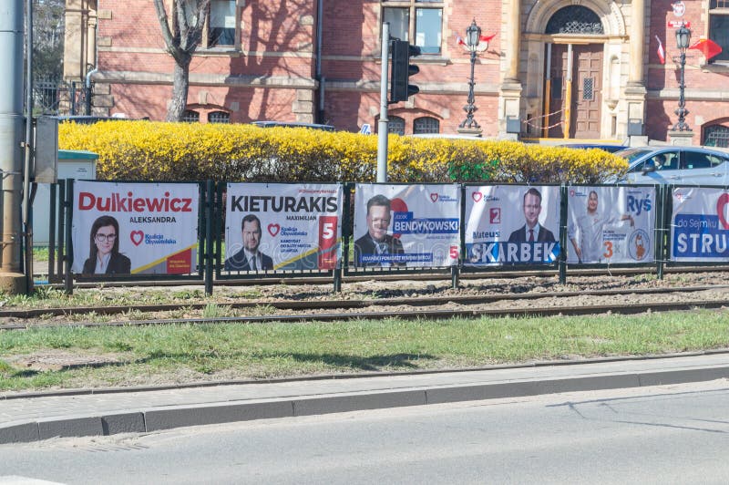 Election posters in Gdansk editorial image. Image of portrait - 313280215