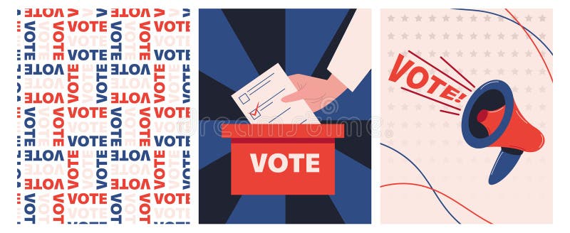 Election 2024 Posters Set. Vote Posters in Flat Style. Element of ...