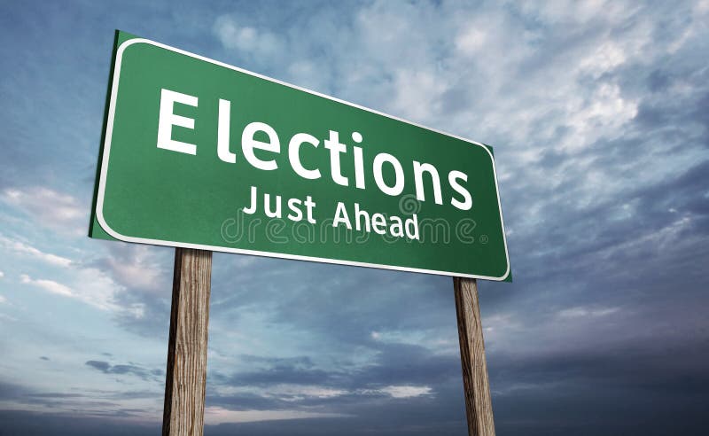 Election Road Sign stock image. Image of horizontal, destination - 23628403