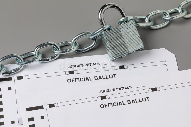 Election Ballots with Chain and Lock. Stock Photo - Image of count ...