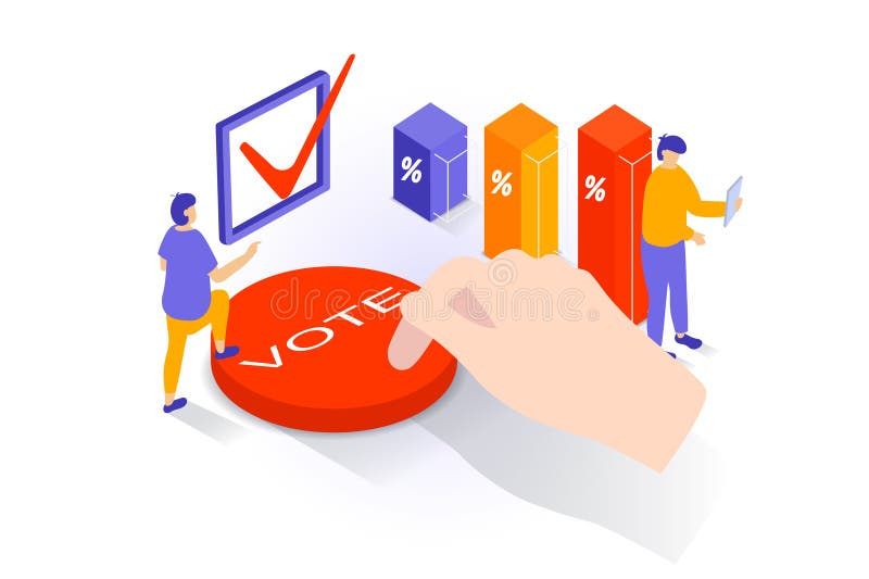 Election and Voting Concept in 3d Isometric Design. Vector Illustration ...