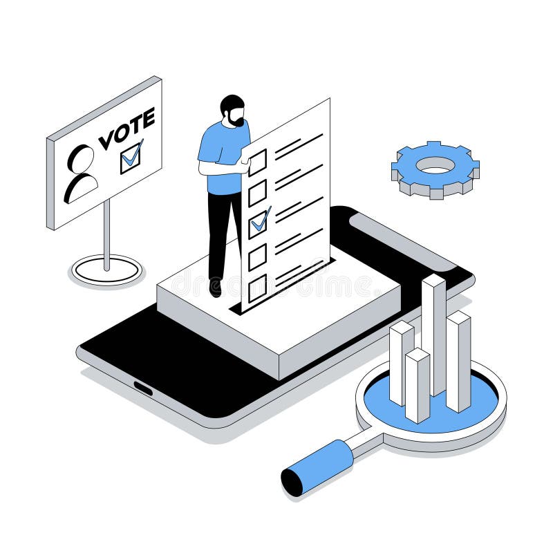 Election and Voting 3d Isometric Concept with Isometry People Design ...
