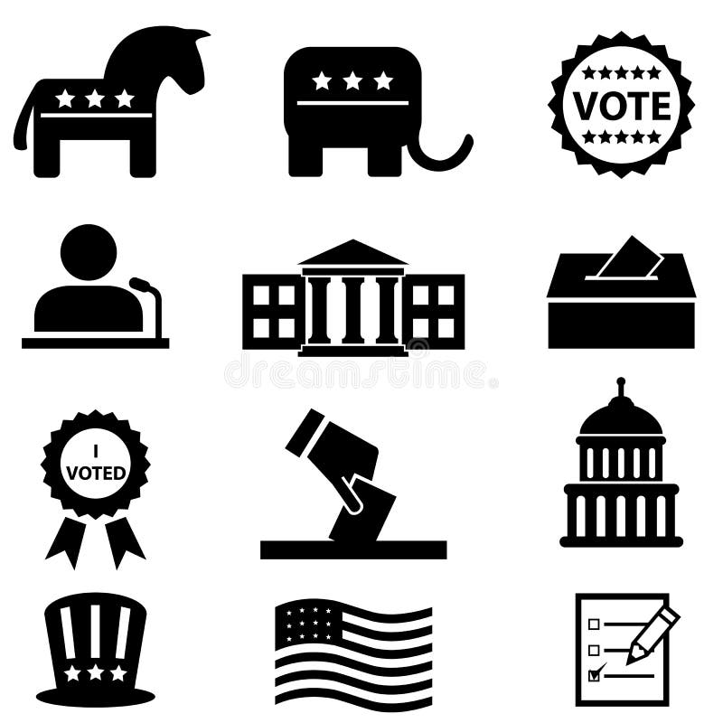 Election and Voting Icon Set Editorial Stock Photo - Illustration of ...
