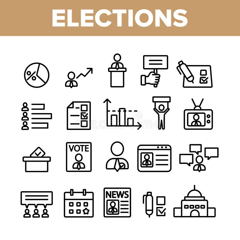 Elections Collection Elements Vector Icons Set Stock Vector ...