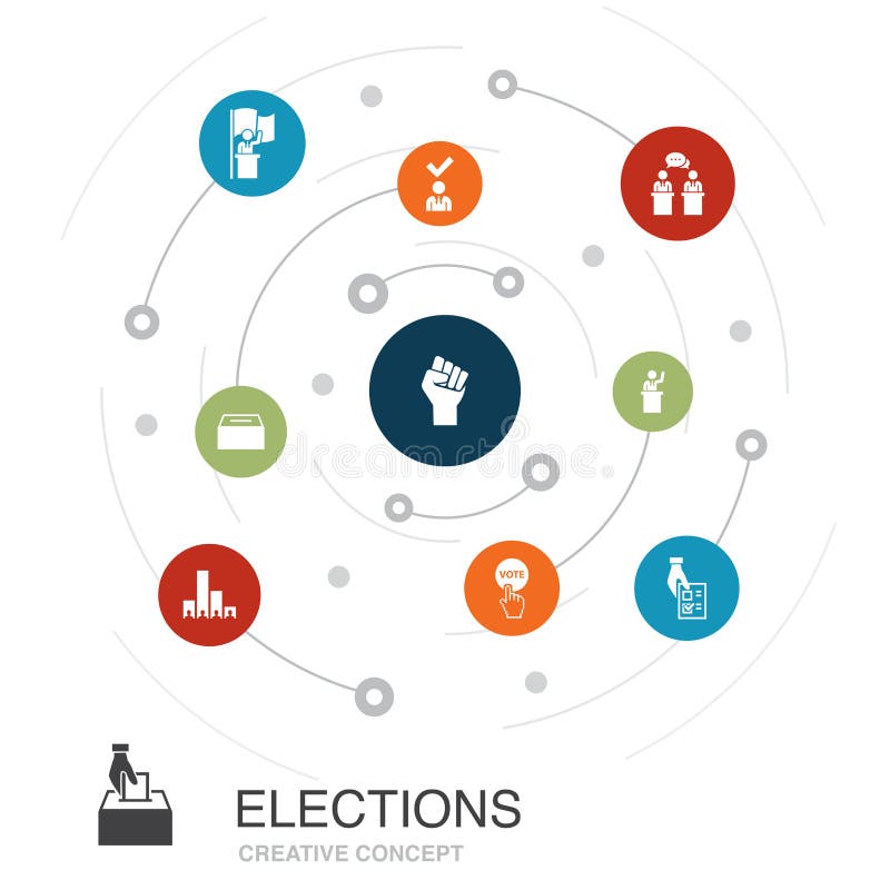 Elections Colored Circle Concept with Stock Vector - Illustration of ...
