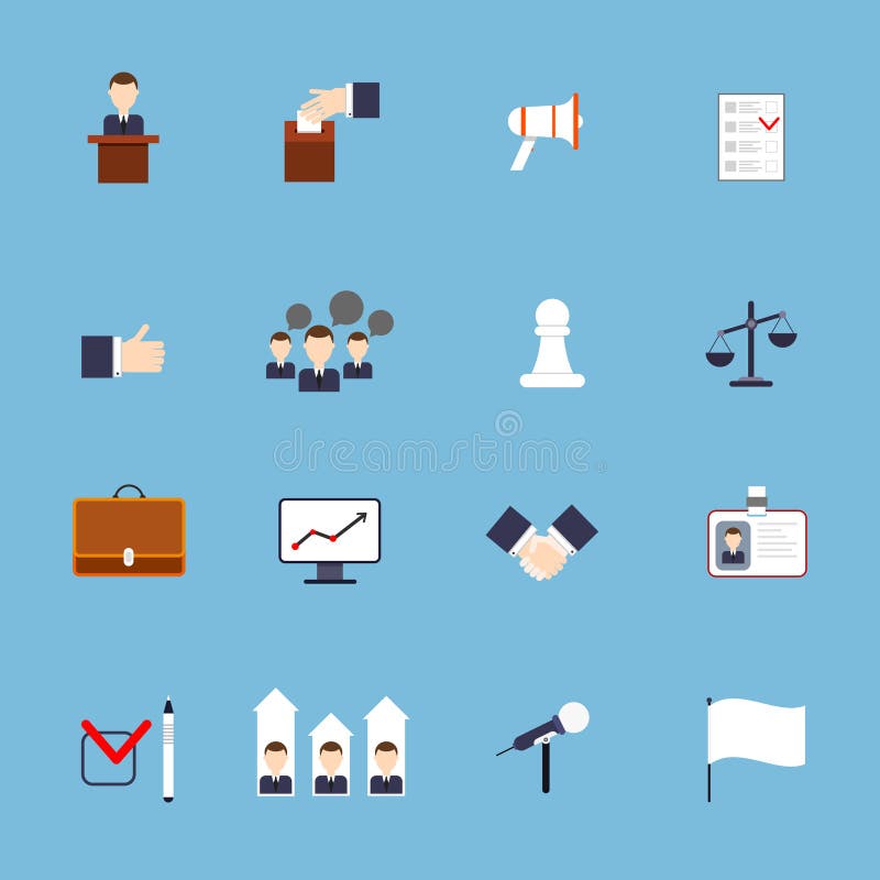 Elections and Voting Flat Icons Set Stock Vector - Illustration of ...