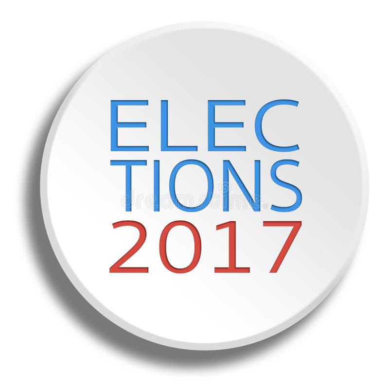 Elections 2017 in Round White Button with Shadow Stock Illustration ...