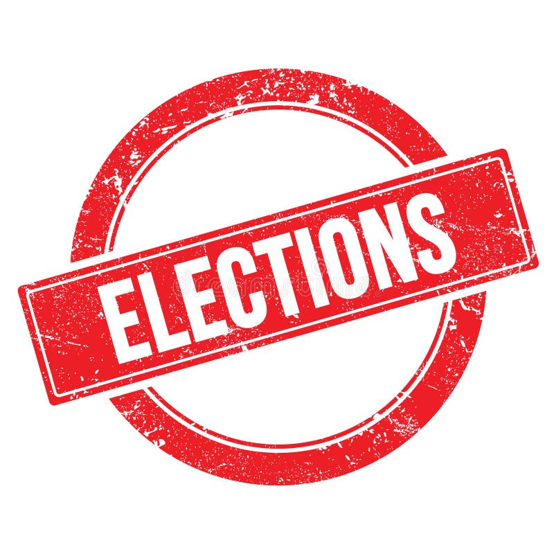 ELECTIONS Text on Red Grungy Round Stamp Stock Illustration ...