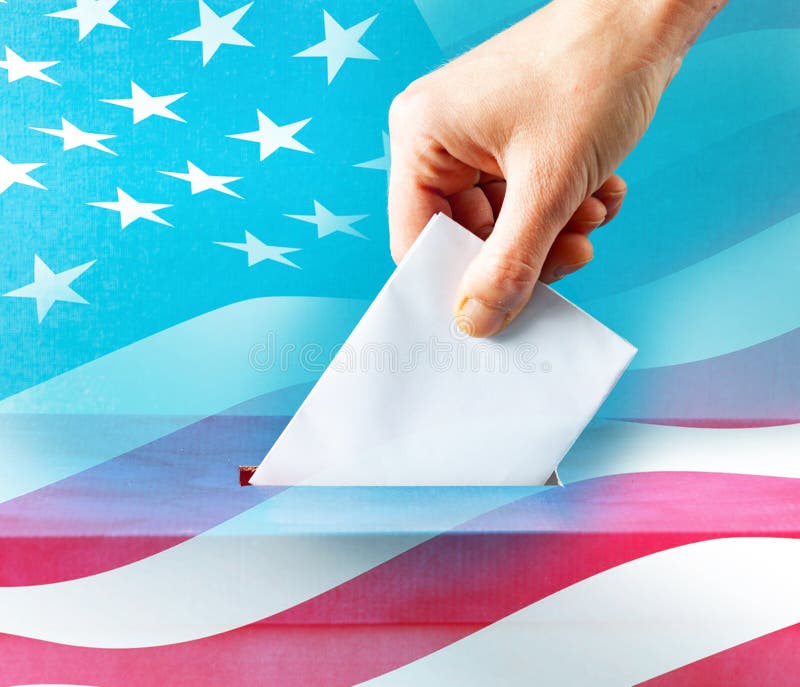 Elections in the US - Voting Ballot and American Flag Stock Photo ...