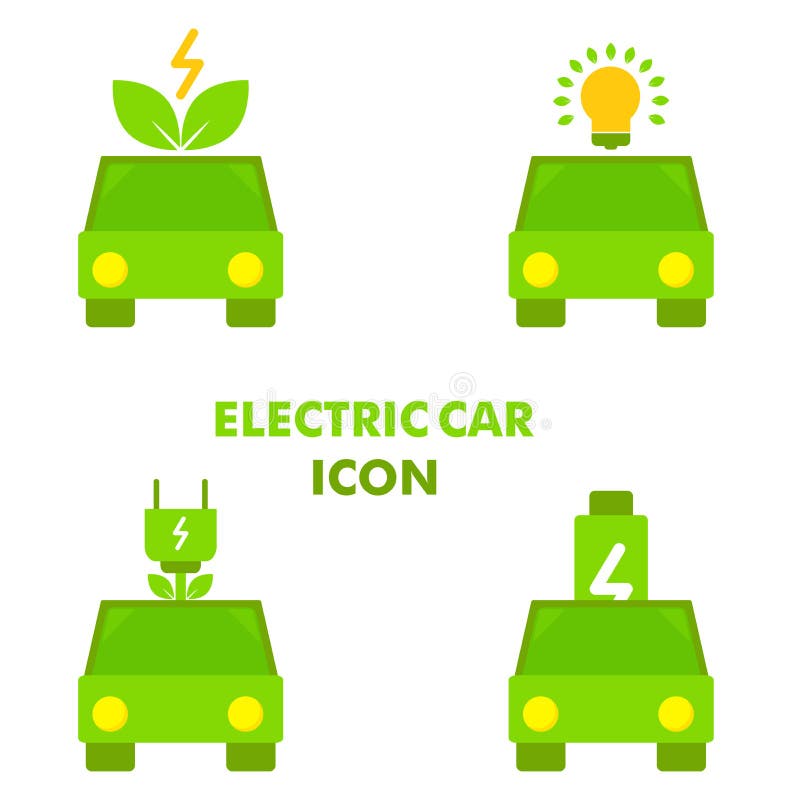 Electirc Car with Energy Power Icon. Electric Car Icon Concept. Vector ...