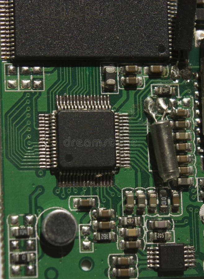 The Electonic Chip on Green Pcb Closeup Stock Image - Image of ...