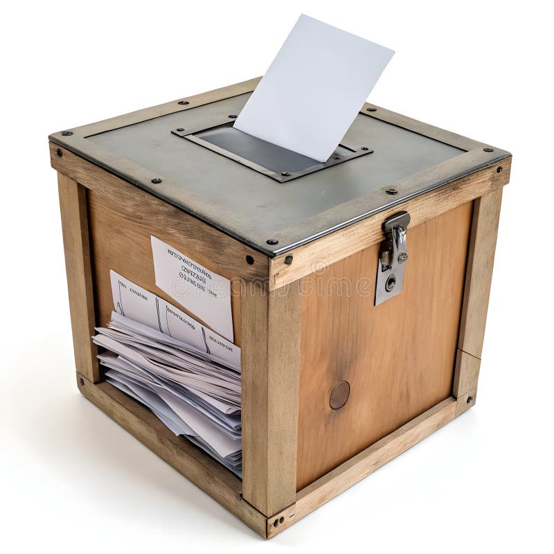 Electoral Ballot Box with Papers Inside Isolated on White Background ...