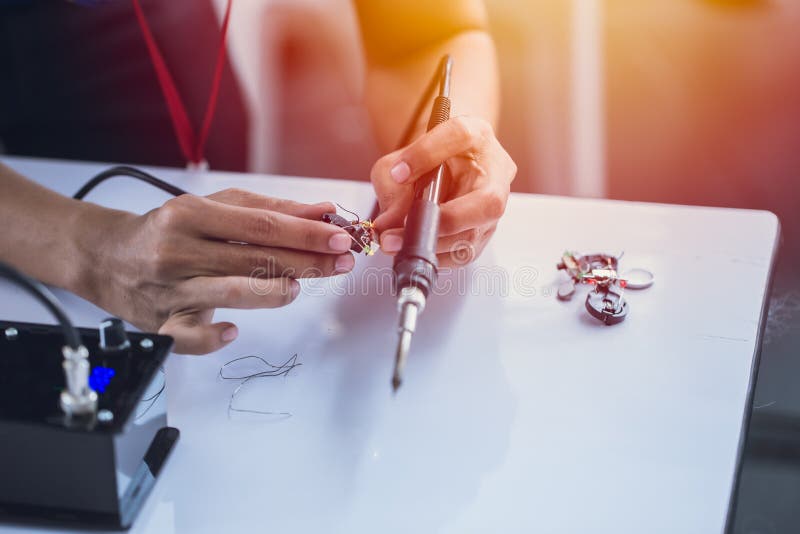 Electornic Engineer Using Soldering Iron Stock Image - Image of making ...