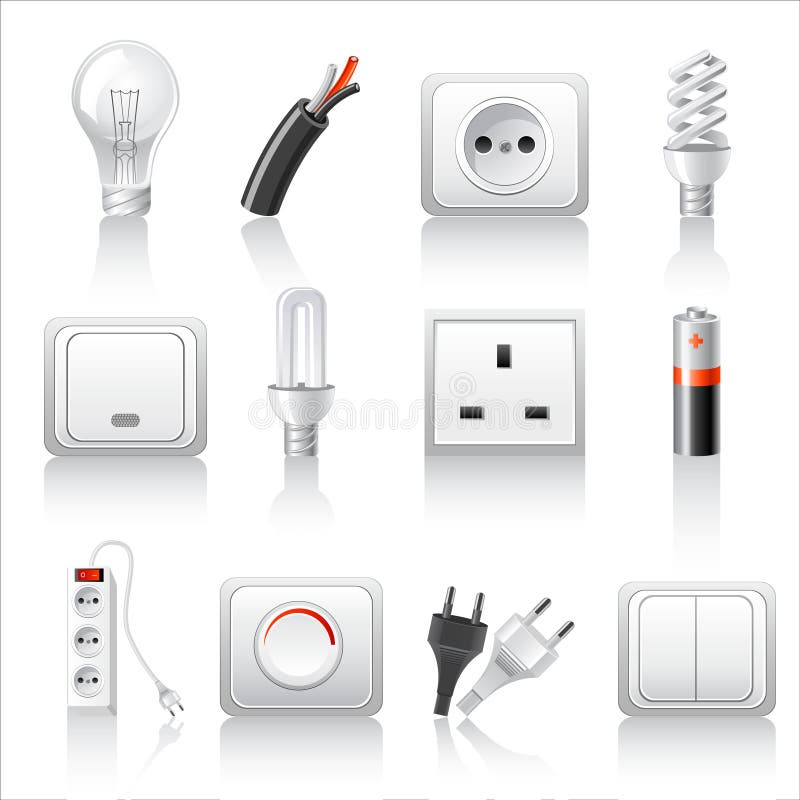 Vector Electrical Supplies Icon Set Stock Vector - Illustration of ...