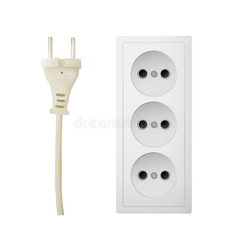 Electric Adapter with Three Connectors. Stock Vector - Illustration of ...