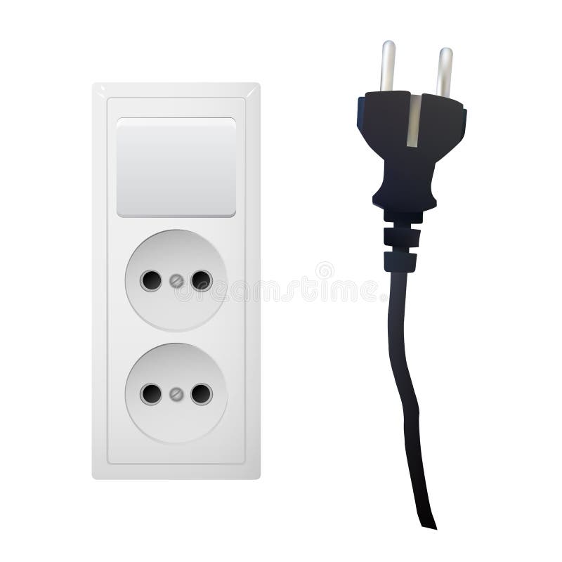 Electric Adapter with Two Plug and Switch. Stock Vector - Illustration ...