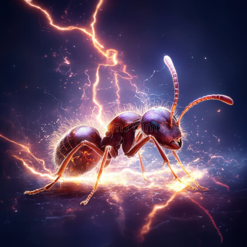 Electric Ant Amidst Lightning Surges in Dynamic Scene Stock Photo ...