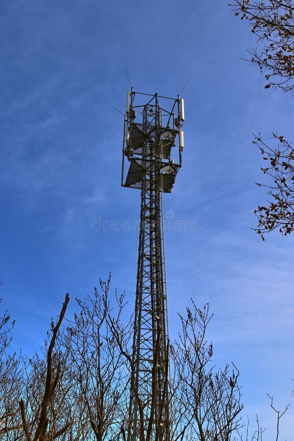 Electric Antenna and Communication Transmitter Tower in a German ...