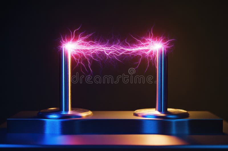 Electric Arcs Generate Vibrant Colors between Metal Rods in a Dark ...