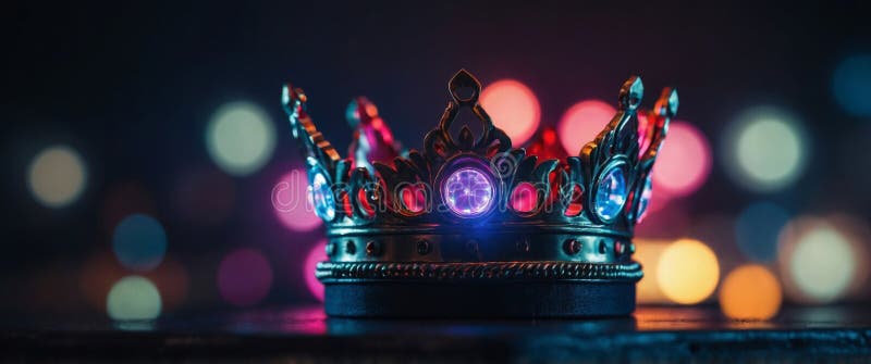 Electric Authority - Neon Crown Symbol of Sovereignty and Power. Stock ...